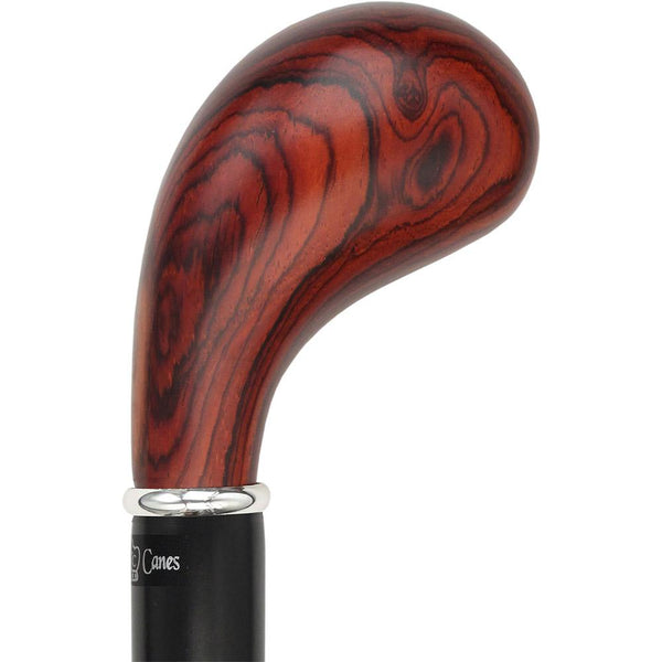 Cocobolo Knob Handle Walking Stick With Black Beechwood Shaft and Silv ...