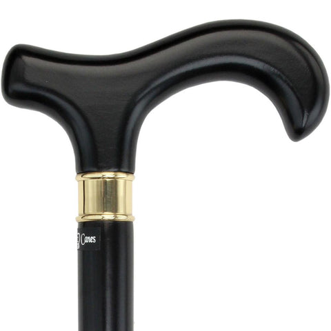 Black Derby Walking Cane | Beechwood Shaft and Brass Collar – RoyalCanes
