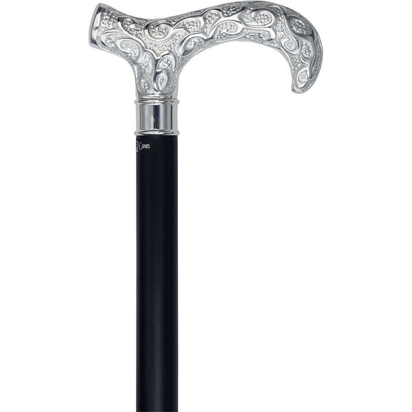 Silver Plated Scroll Derby Walking Cane | Fashionable Canes – RoyalCanes
