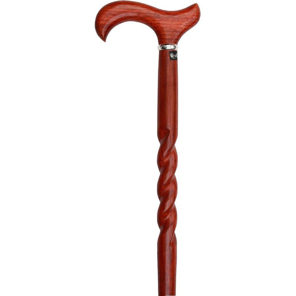 Rope Twist Derby Walking Cane With Padauk Wood Shaft and Silver Collar ...