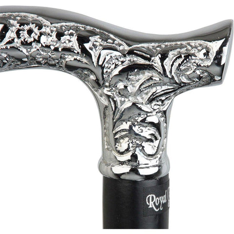 Chrome Plated Scroll Fritz Walking Cane With Black Beechwood Shaft ...